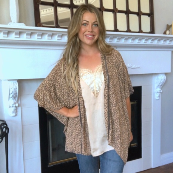Angie | Sweaters | Angie Leopard Print Open Cardigan Kimono Small ...